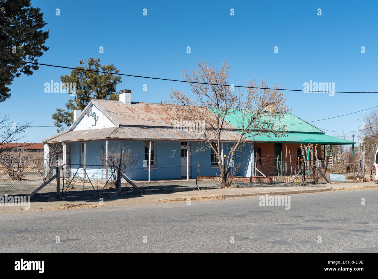 DE AAR, SOUTH AFRICA, AUGUST 6, 2018: A street scene, with an historic ...