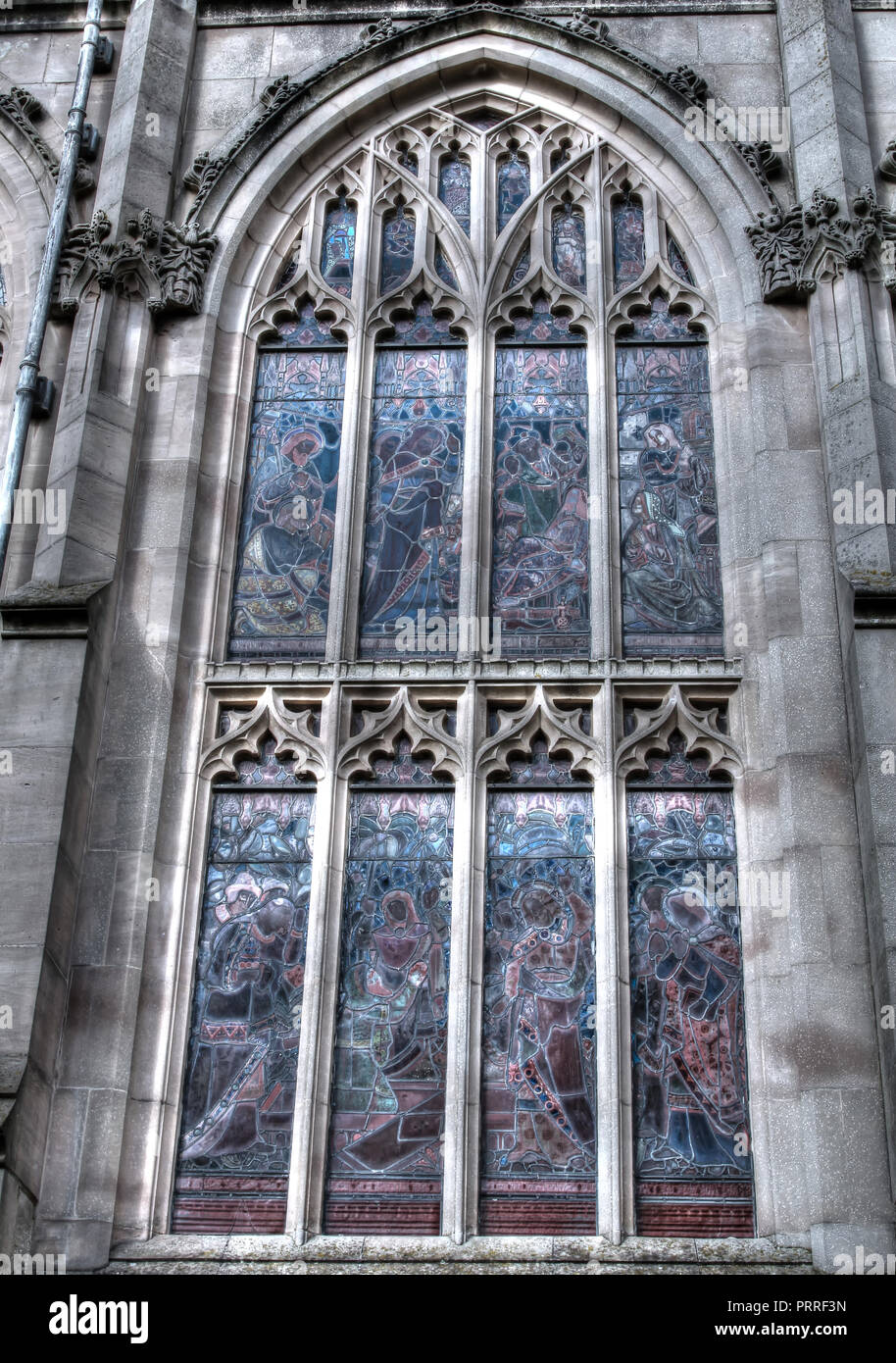 Stained glass window on a church building Stock Photo - Alamy