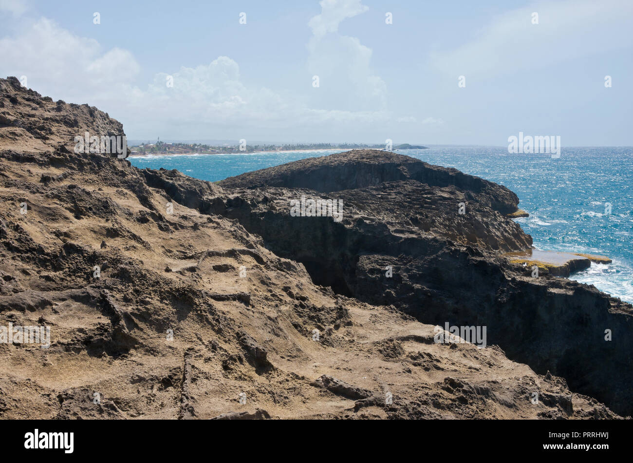 rugged landscape and rocky outcrops along north coast of puerto rico at ...
