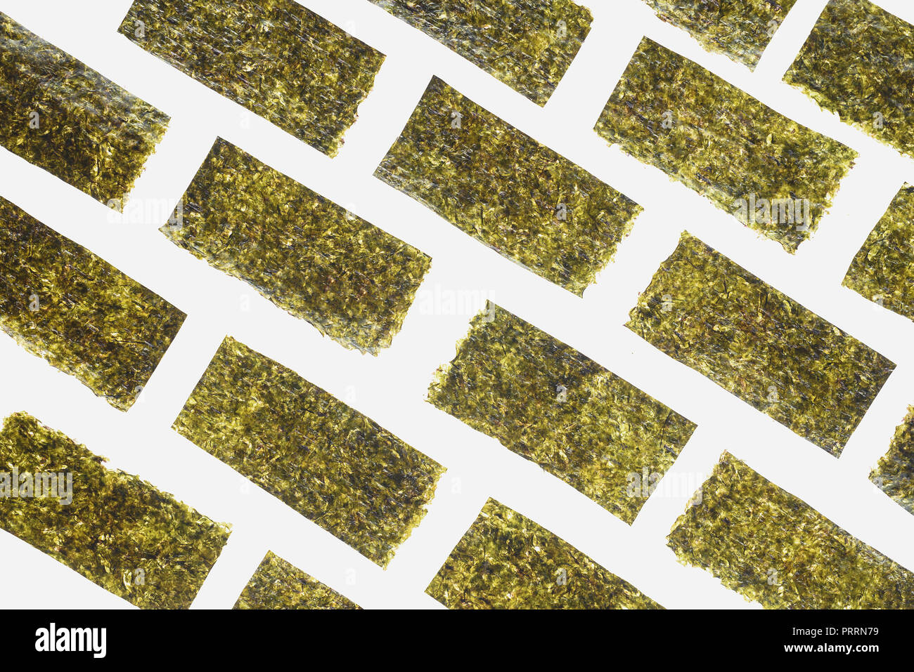 top view of seamless pattern from nori sheets isolated on white ...