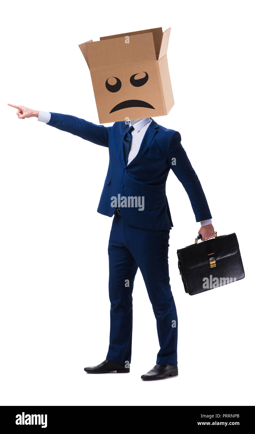 Unpacking box man sad Cut Out Stock Images & Pictures - Alamy
