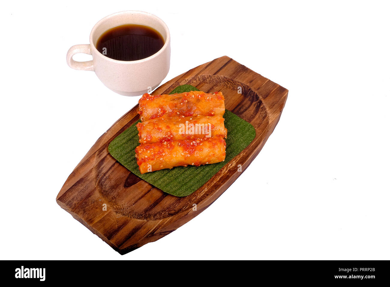Traditional Malaysian food. Popia isolated on white background Stock ...