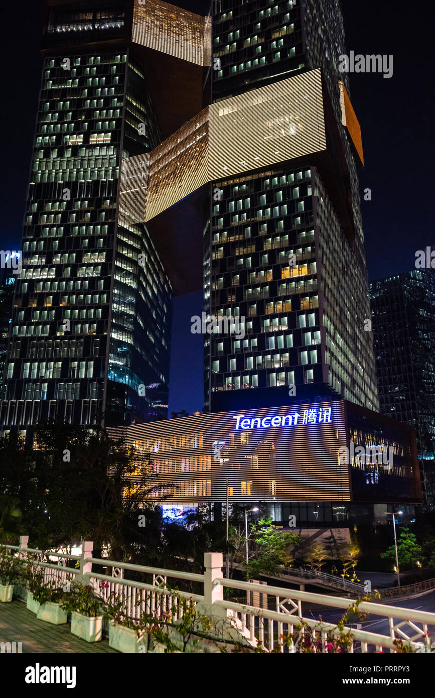 Tencent tower building at night in Shenzhen China Stock Photo - Alamy