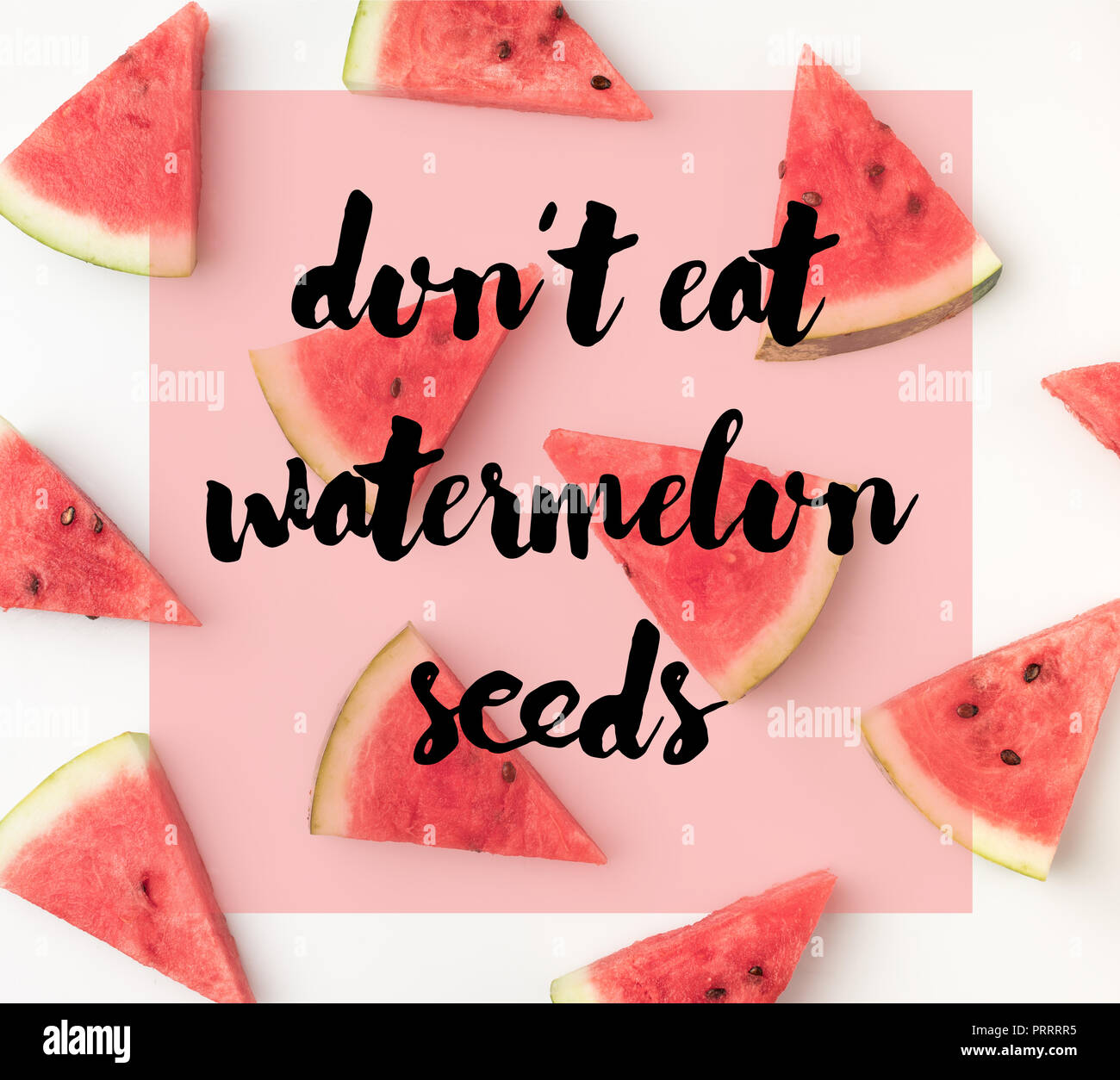 top view of watermelon slices isolated on white background, with "dont ...