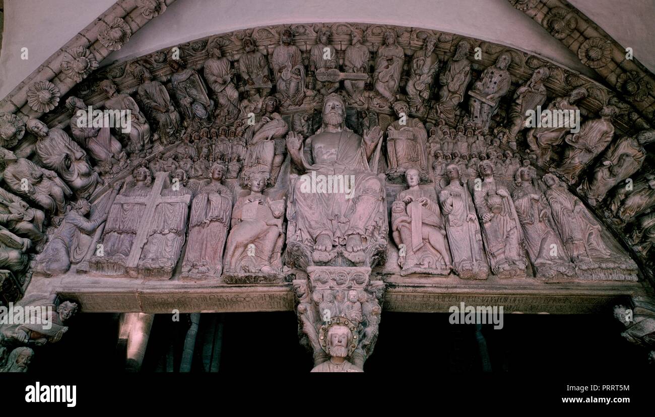 PORTICO DE LA GLORIA- 1188-1200- TIMPANO CENTRAL- ARTE ROMANICO ESPAÑOL ...