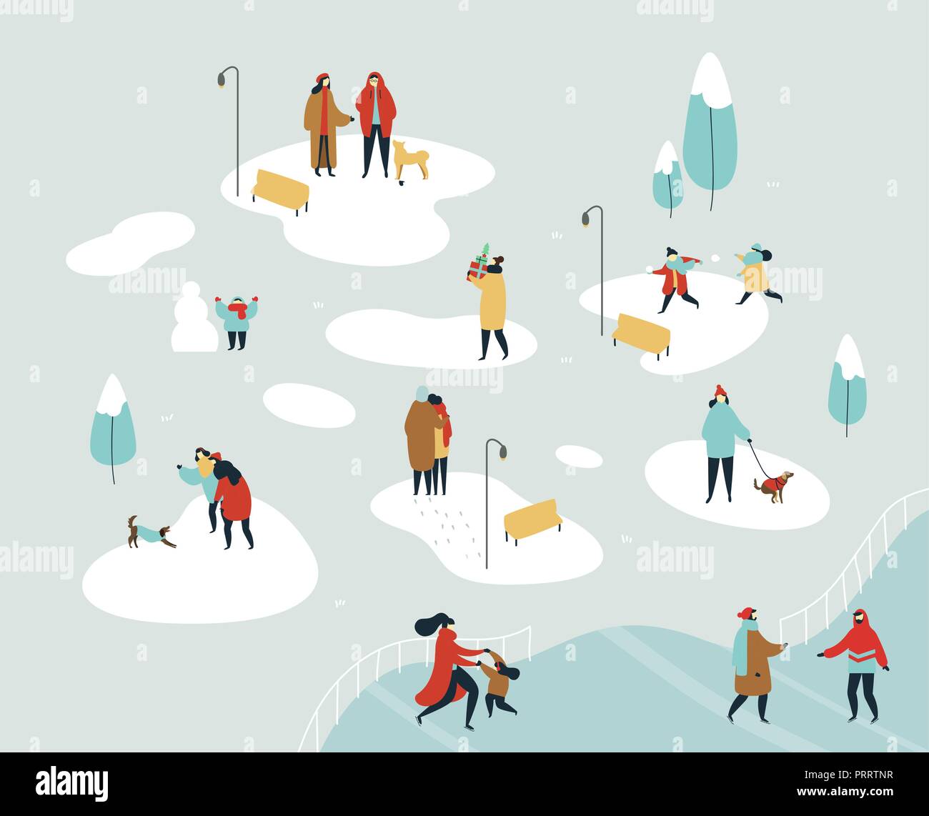Snowball fight with dog Stock Vector Images - Alamy