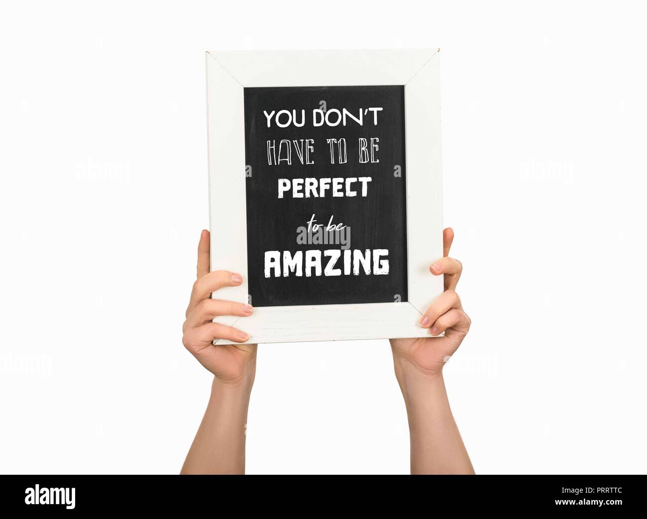 Cropped view of woman holding chalkboard with inscription you dont have ...