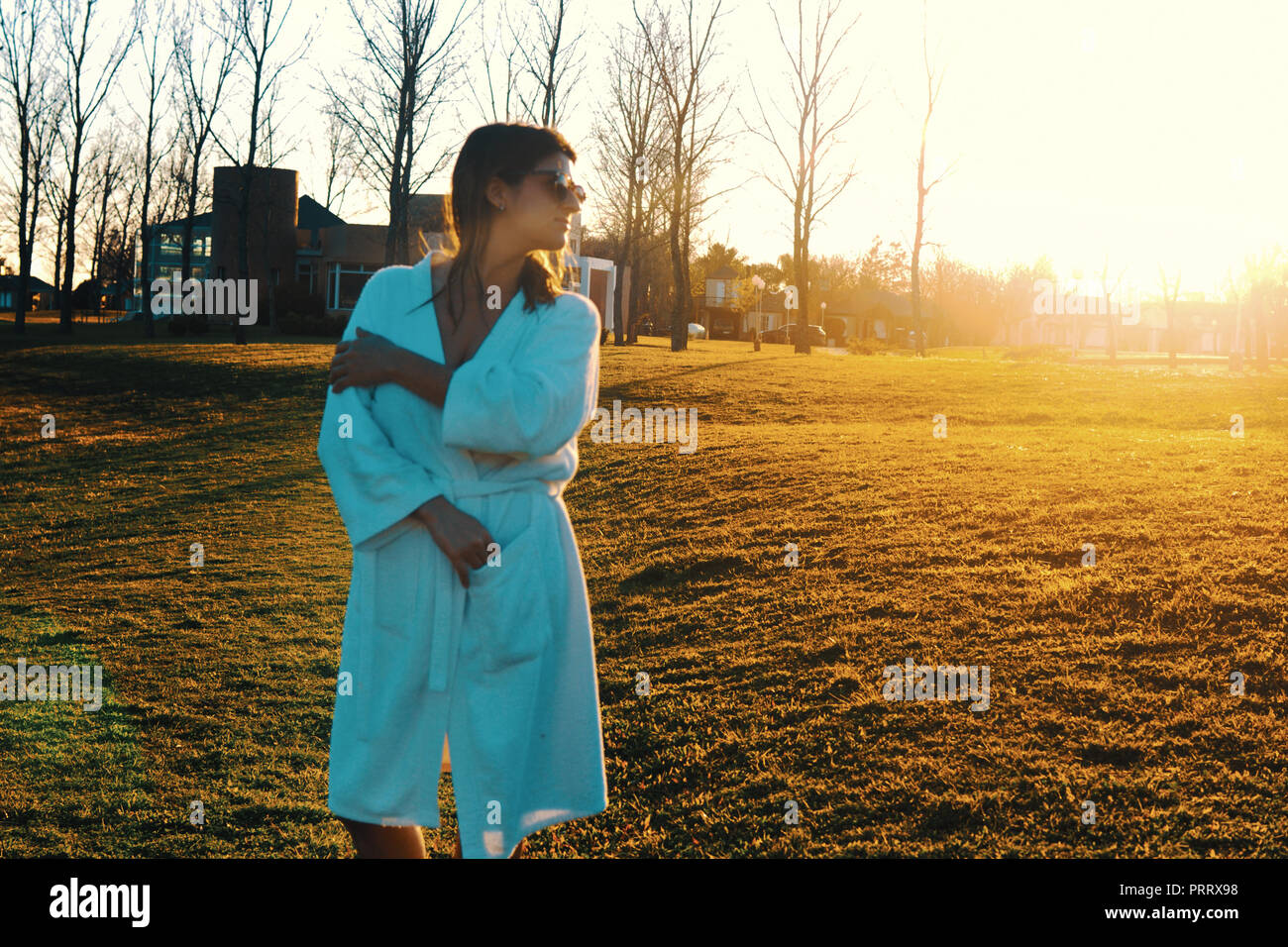 Bathrobe hotel walking hi-res stock photography and images - Alamy