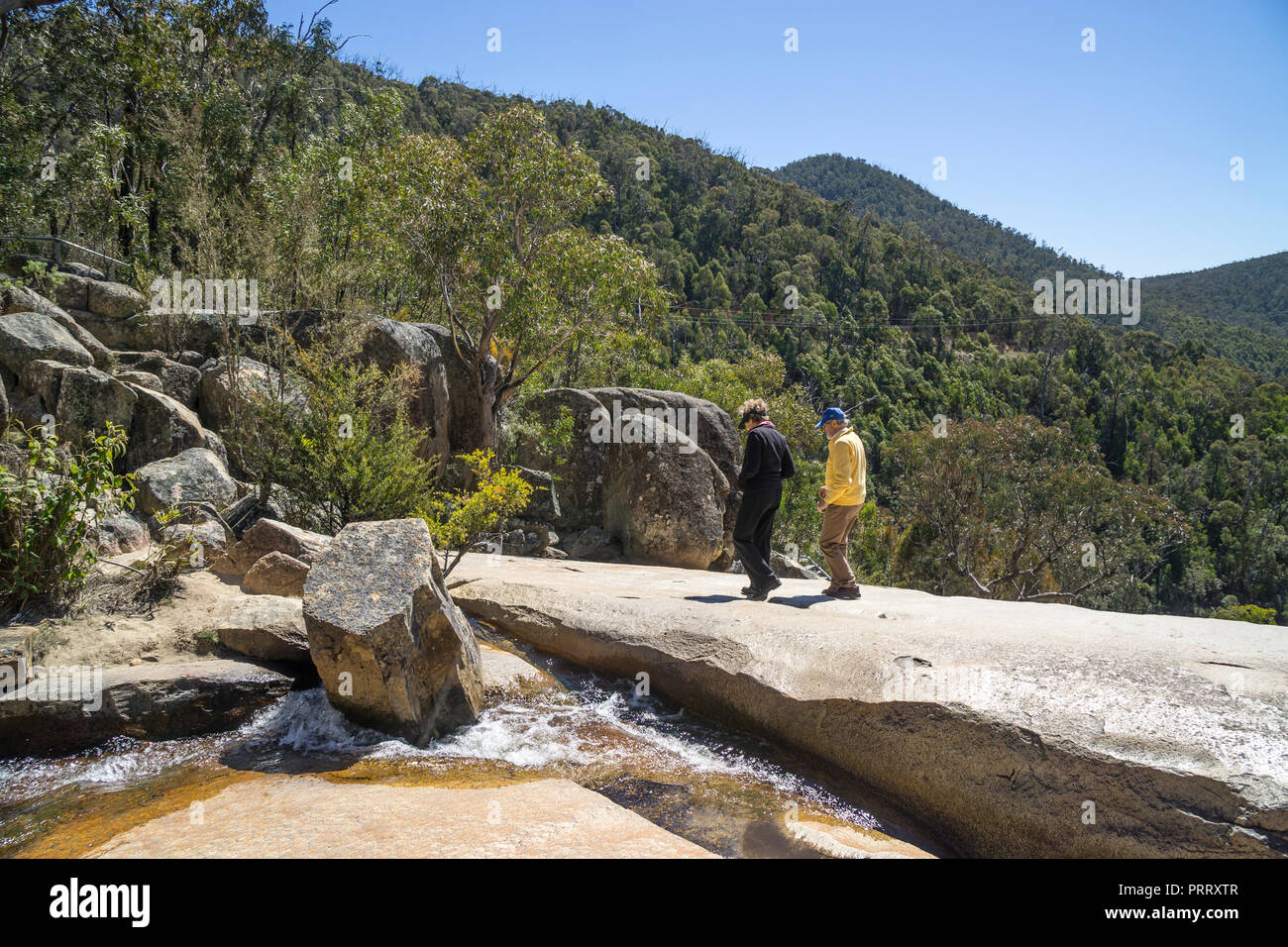 Mature couple at Gibraltar Falls in the Namadgi National Park, near ...