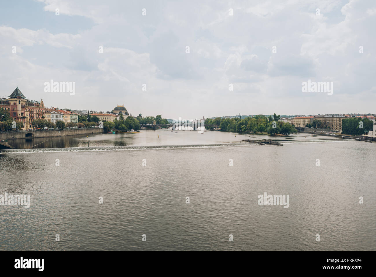 beautiful Vltava river and buildings in prague, czech republic Stock ...