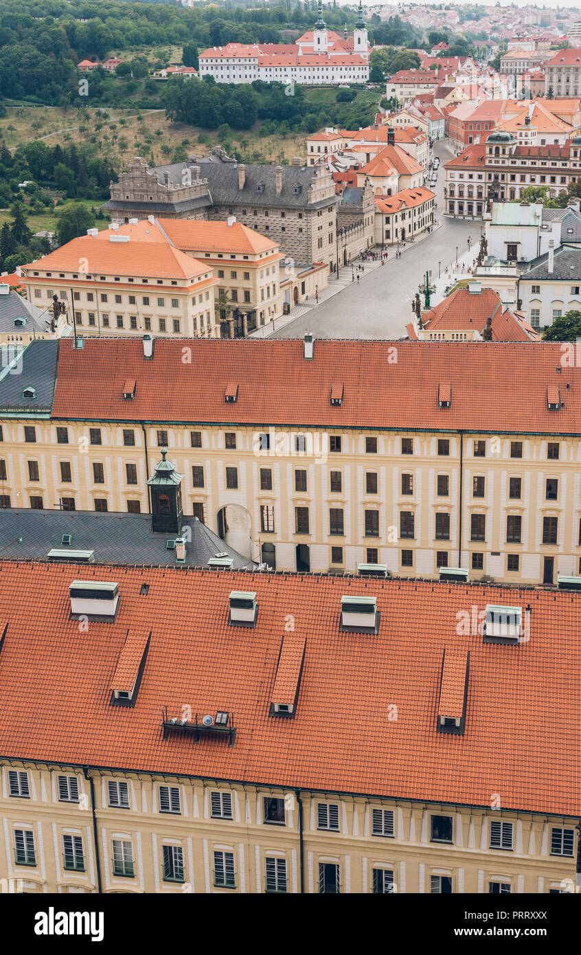 aerial view of beautiful prague cityscape with ancient architecture ...