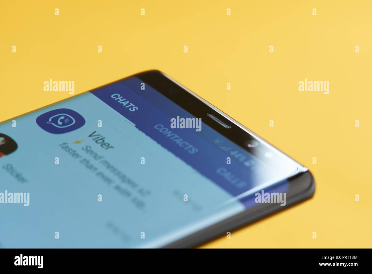 New york, USA - october 3, 2018: Chat menu in Viber on smartphone ...