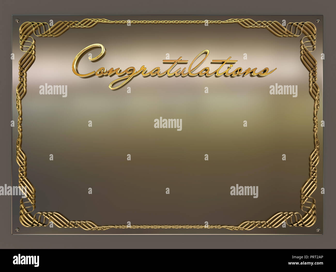 Old metal plate with vintage pattern and the words "Congratulations ...