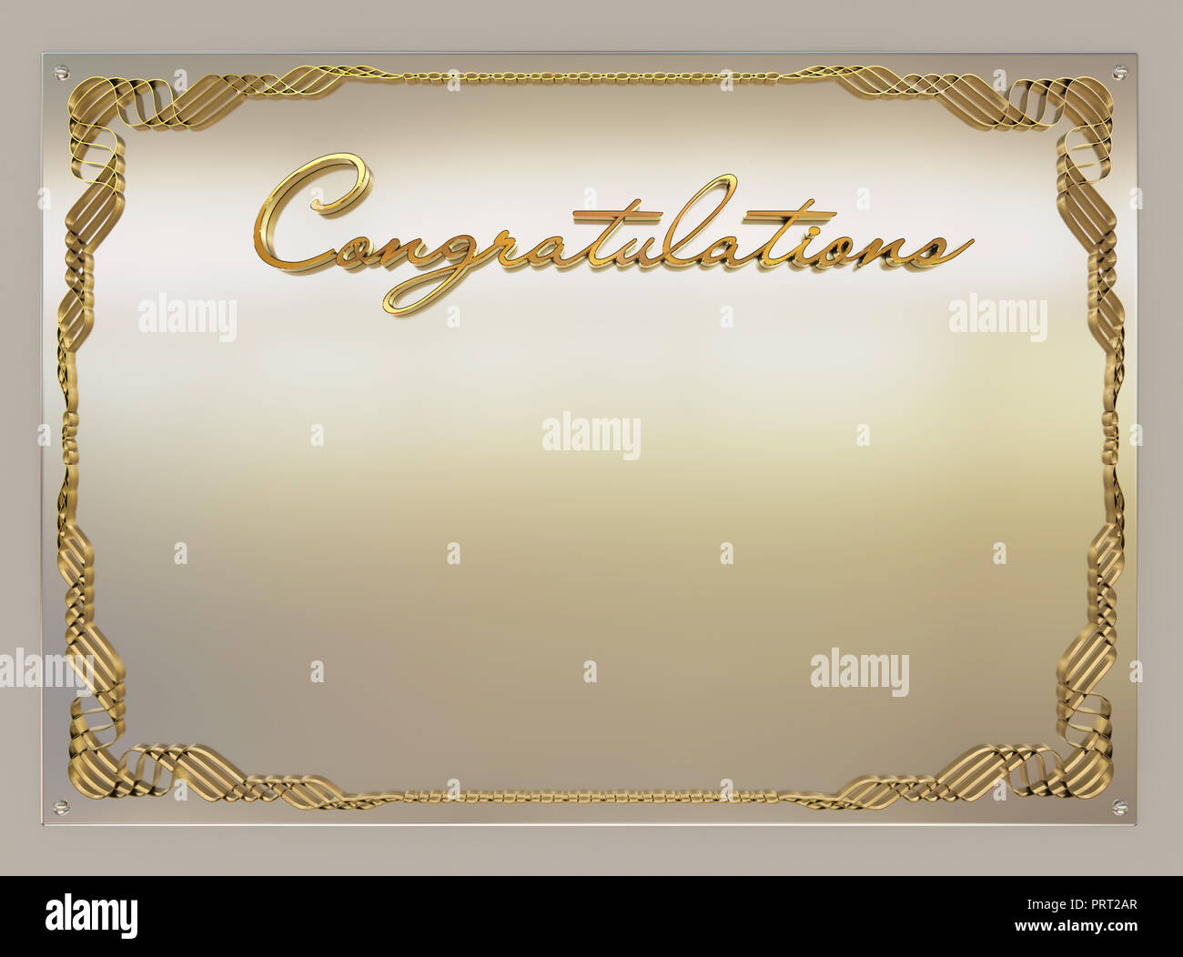 Old metal plate with vintage pattern and the words "Congratulations ...