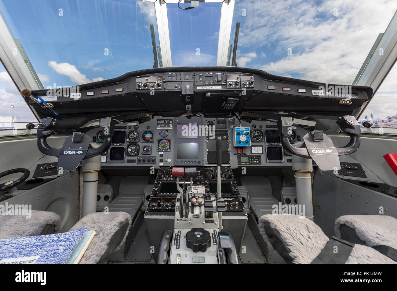 Cockpit of Casa C-212 twin engine transport aircraft VH-VHB operated by ...