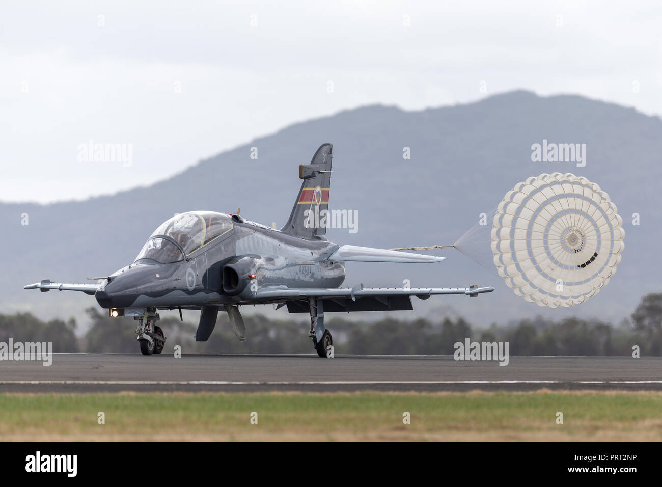 Royal Australian Air Force (RAAF) BAE Hawk 127 lead in fighter trainer aircraft A27-31 lands ...