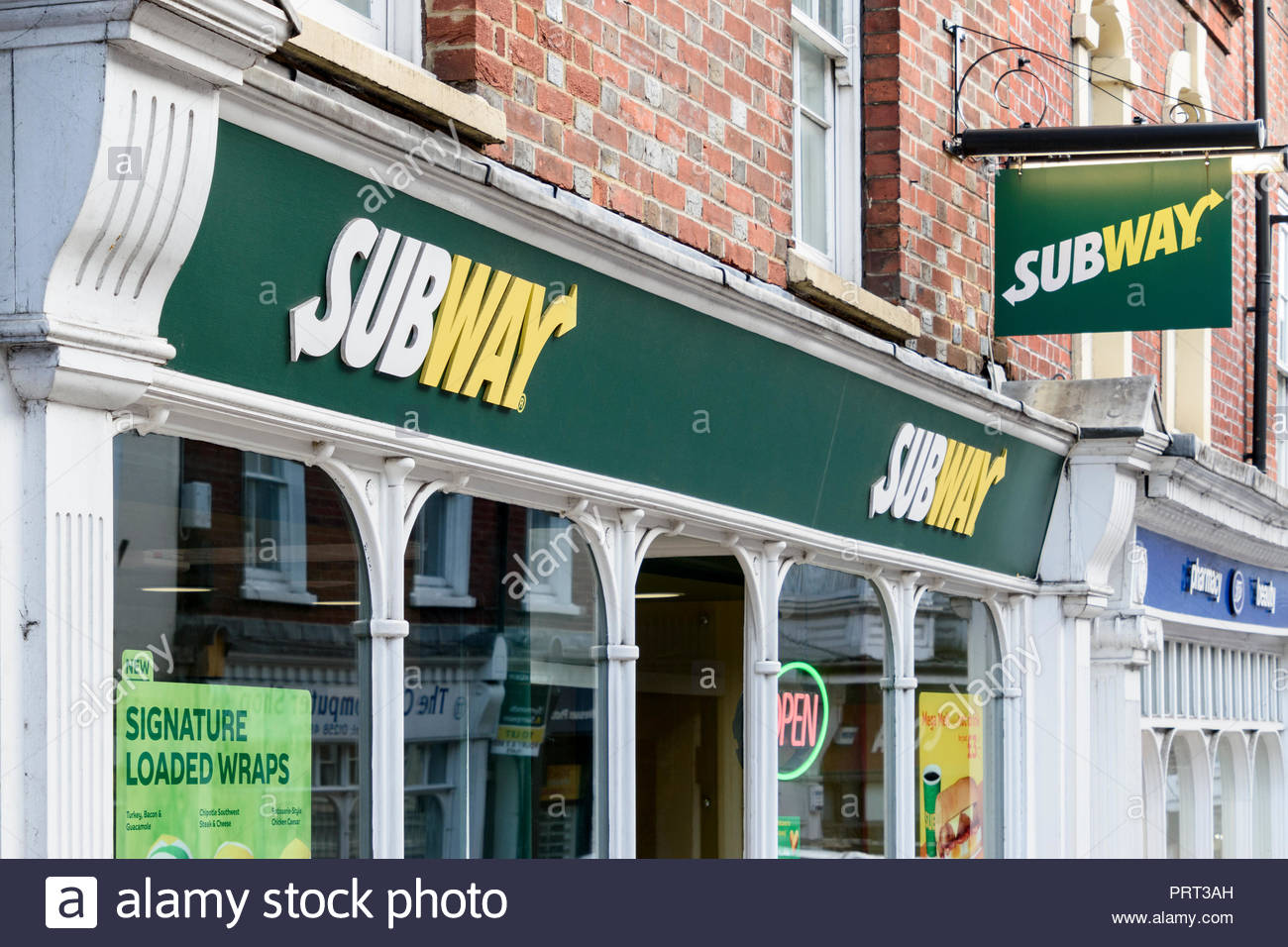 Subway Sandwich Shop Sign Stock Photos & Subway Sandwich Shop Sign ...