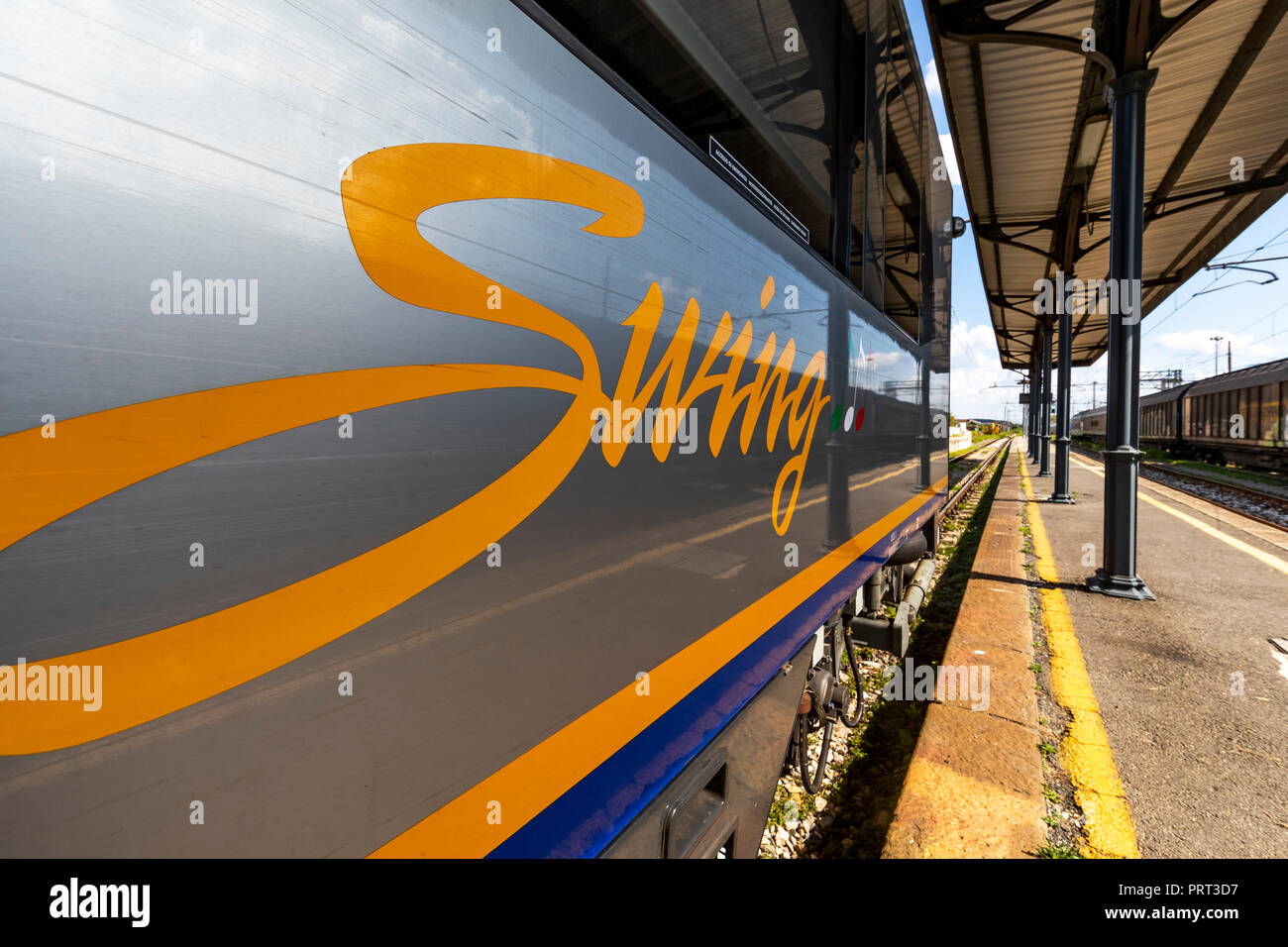 Italian train travel and station including trans Euro goods. Lucca city ...