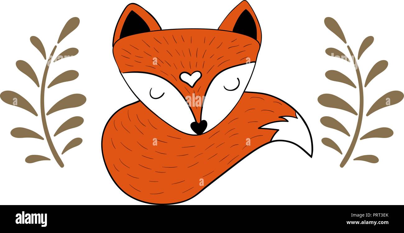 Scandinavian sleepy fox Stock Vector Image & Art - Alamy