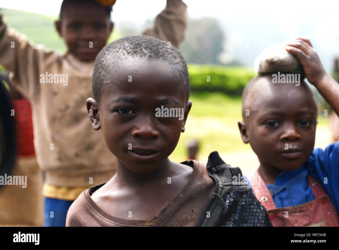 Rwandan children posing for a picture in rural western Rwanda Stock ...