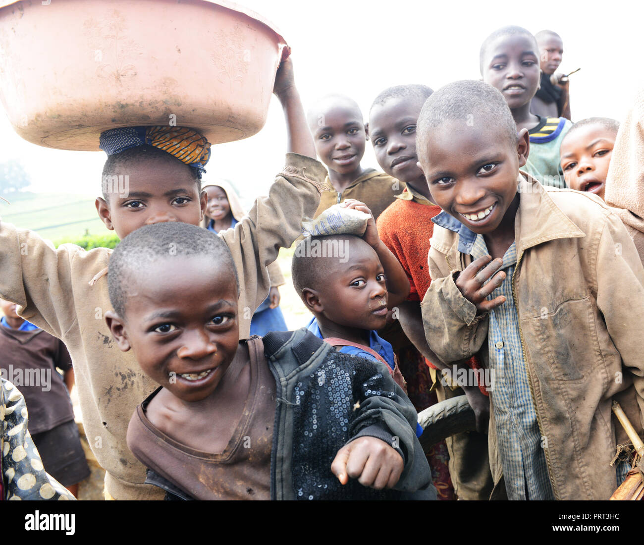 Rwandan children posing for a picture in rural western Rwanda Stock ...