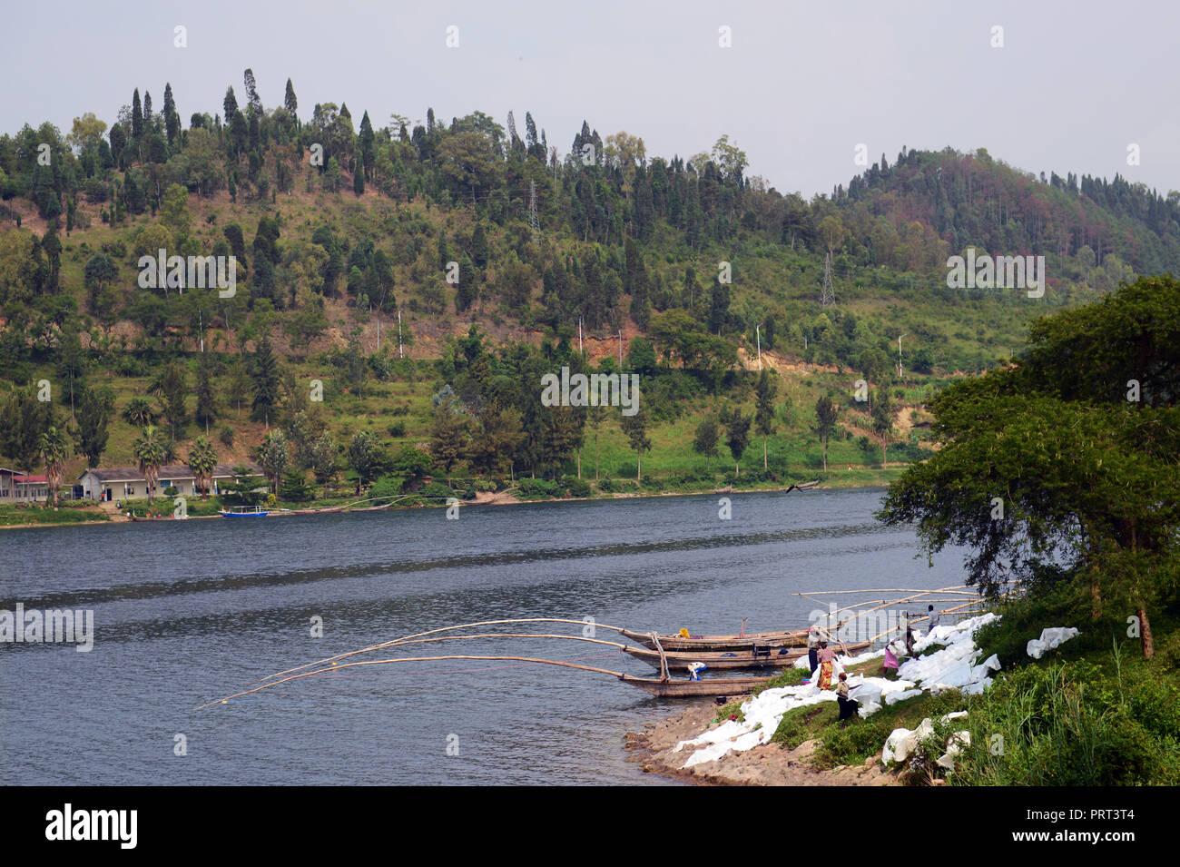 Fishing boats in Lake Kivu, Rwanda Stock Photo - Alamy