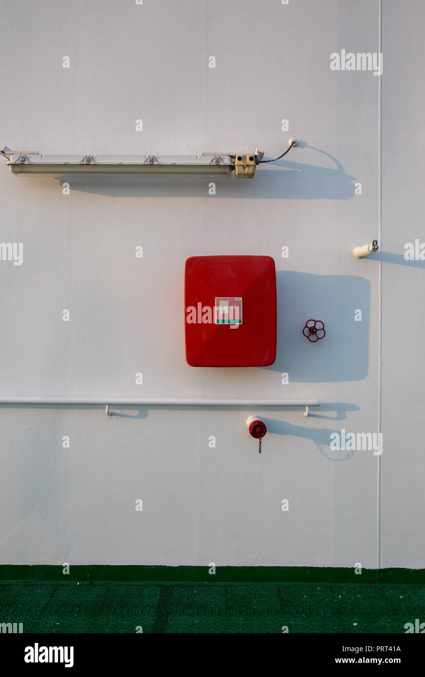 Firefighting equipment at the deck of a ship, hoses and valves Stock ...