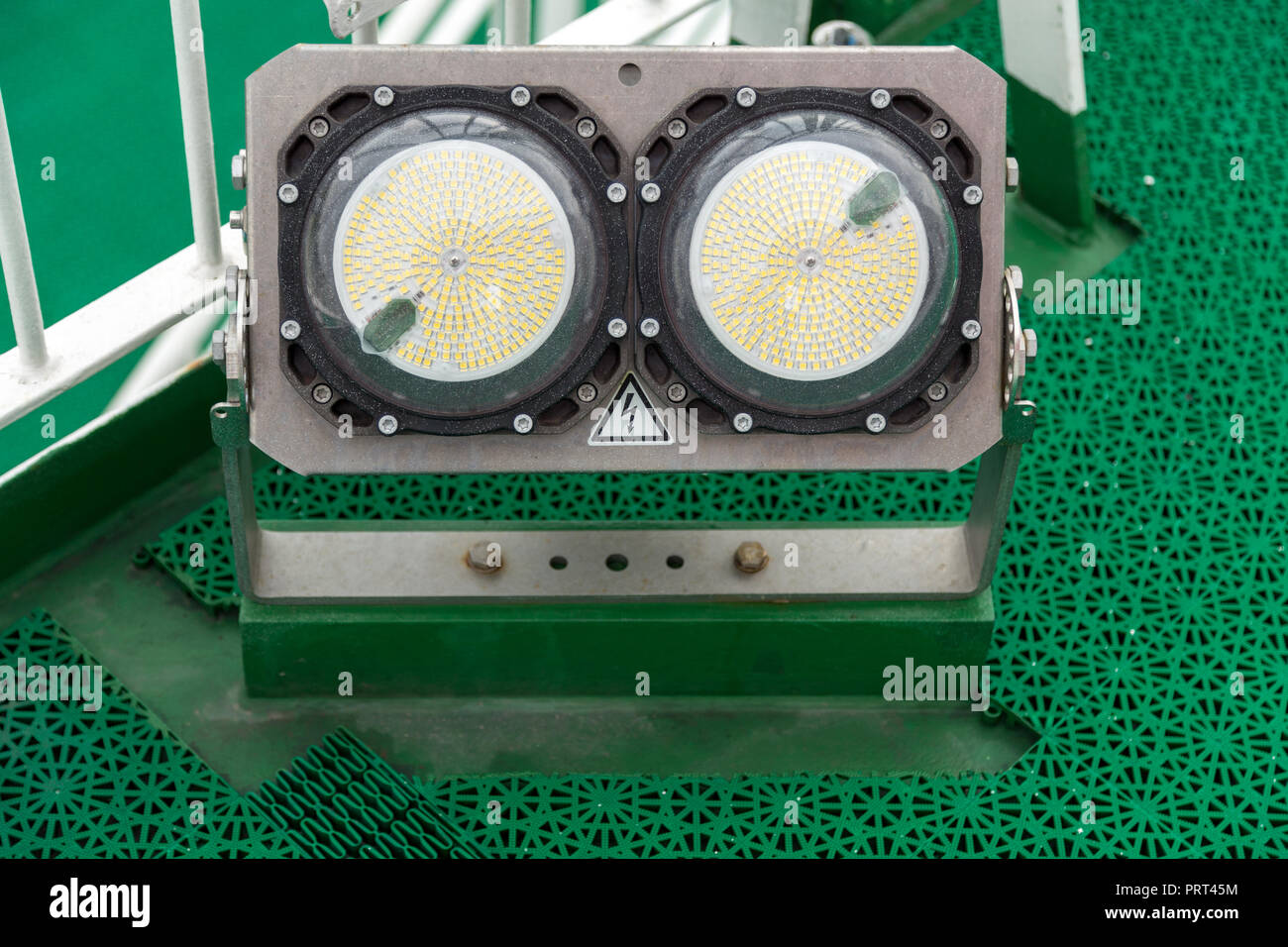 Two led lamps at weather deck of a ship Stock Photo - Alamy