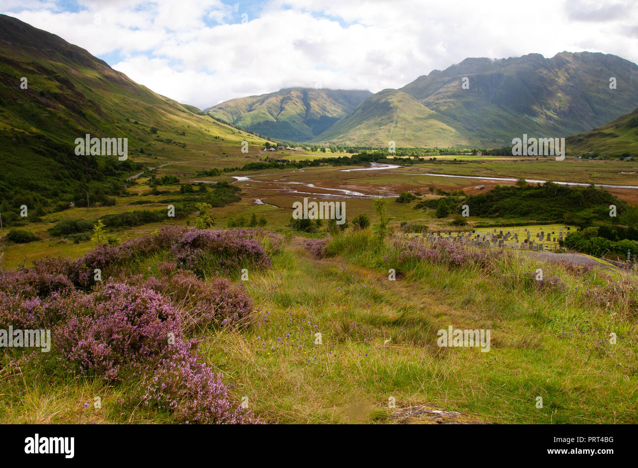Views across the Scottish landscape of valley and hills in the distance ...