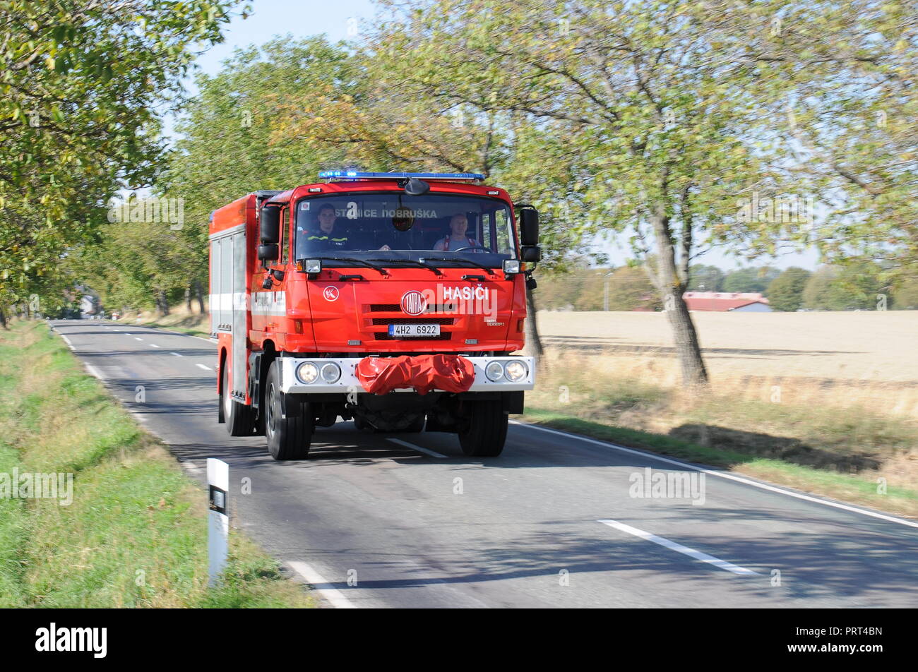 The firefighting vehicle goes out to fire, Czech Republic, 2018. (CTK ...