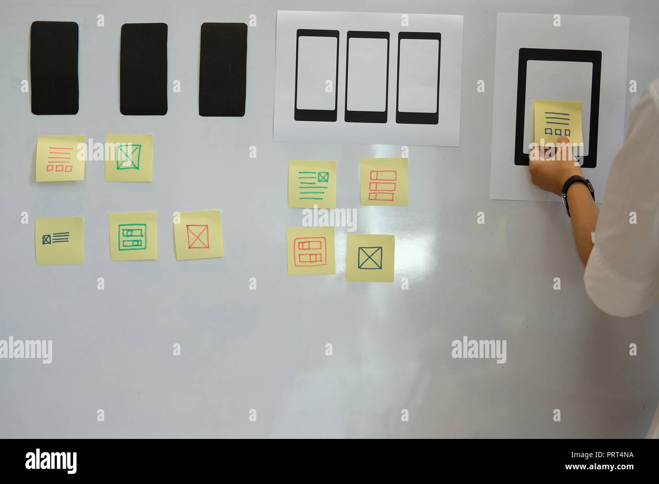 user experience workplace. UX designer desk with tablet layout. UI ...
