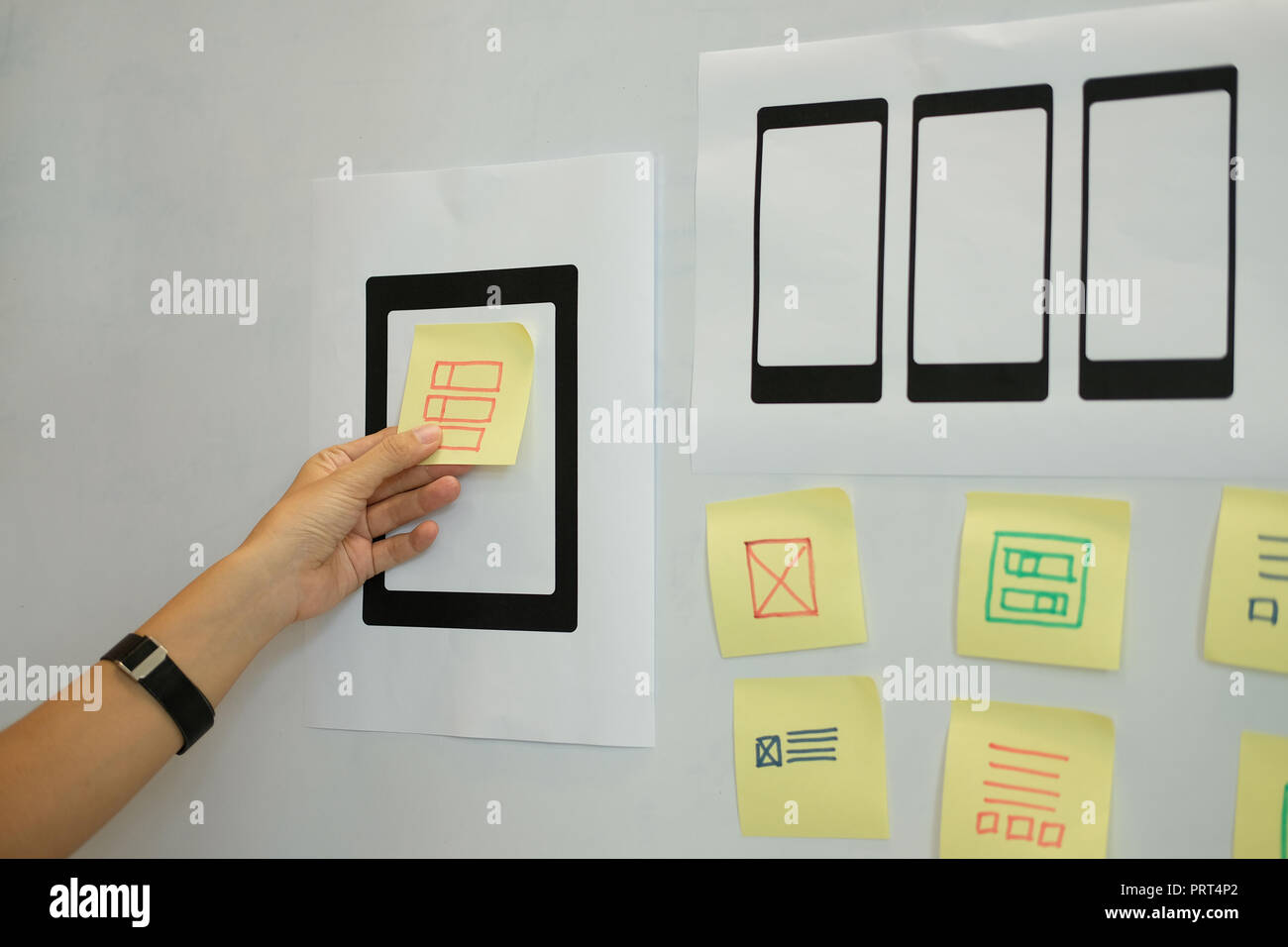 user experience workplace. UX designer desk with tablet layout. UI ...