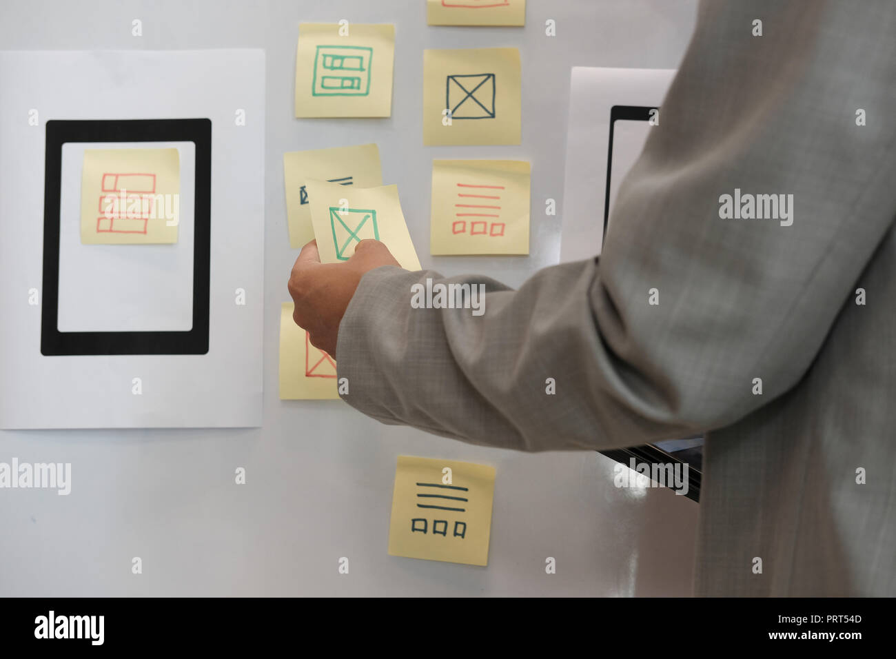 user experience workplace. UX designer desk with tablet layout. UI ...