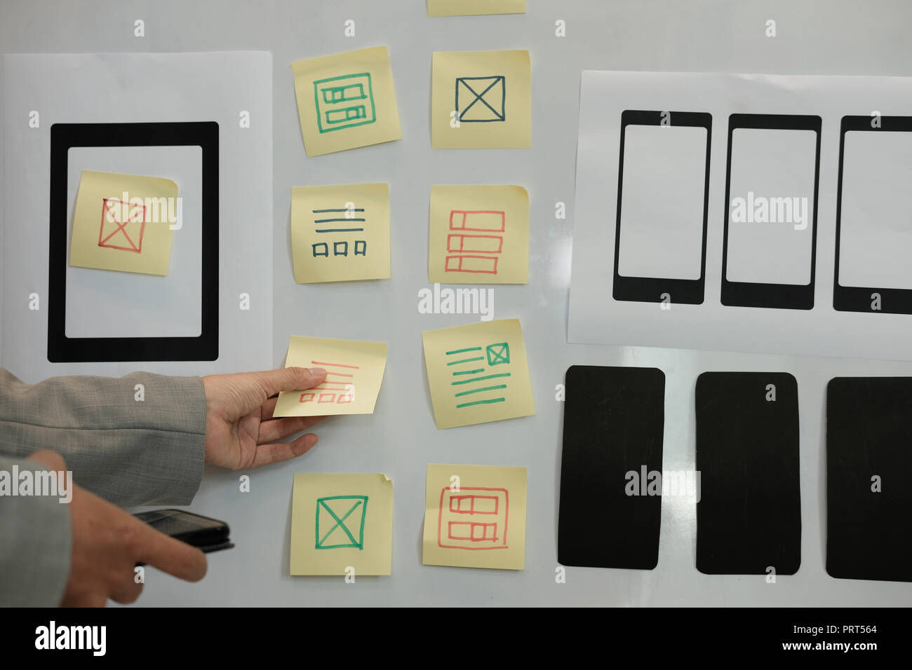 user experience, UX designer designing web on smart phone layout. UI ...