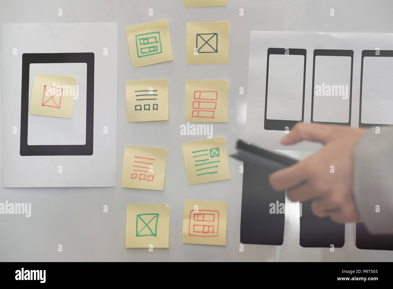 user experience, UX designer designing web on smart phone layout. UI ...