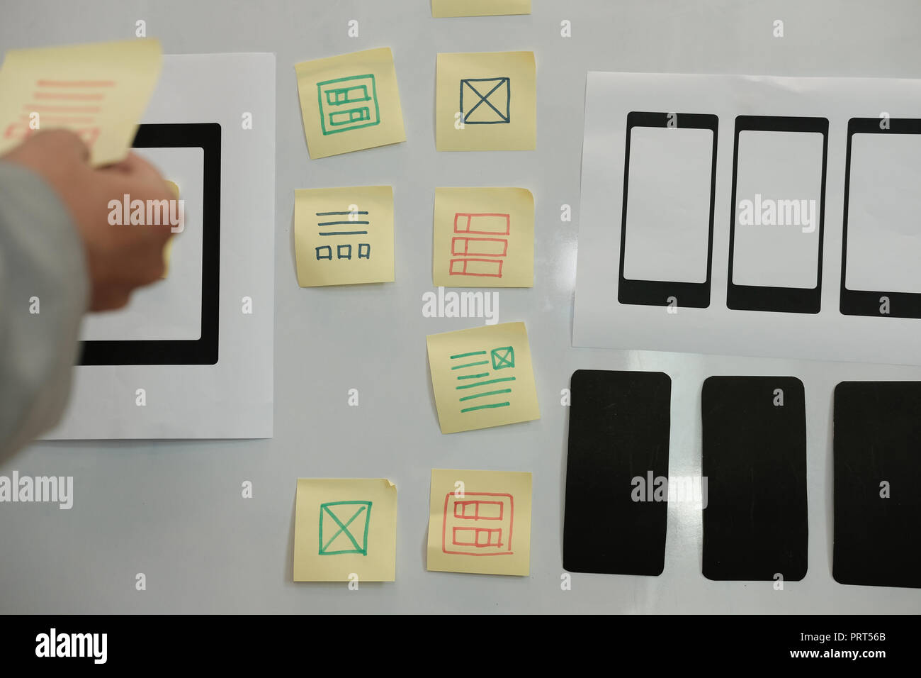 user experience, UX designer designing web on smart phone layout. UI ...