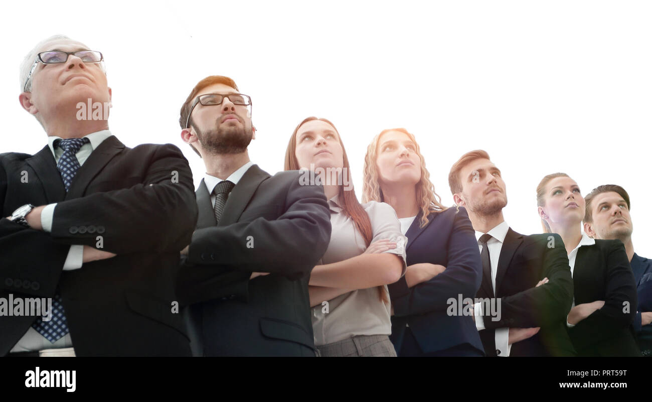 bottom view. successful business team standing together Stock Photo - Alamy