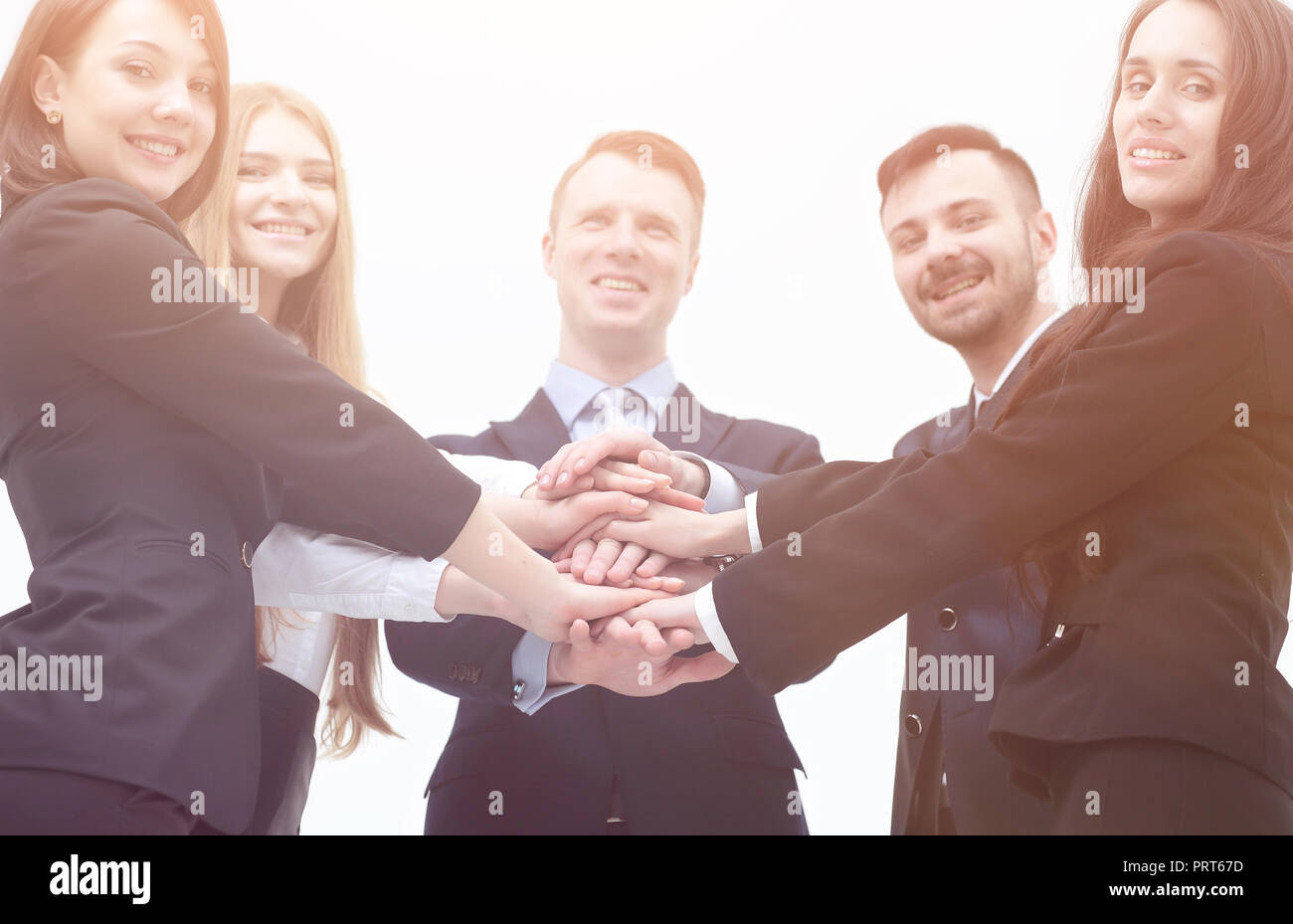 closeup.business team shows its unity Stock Photo - Alamy