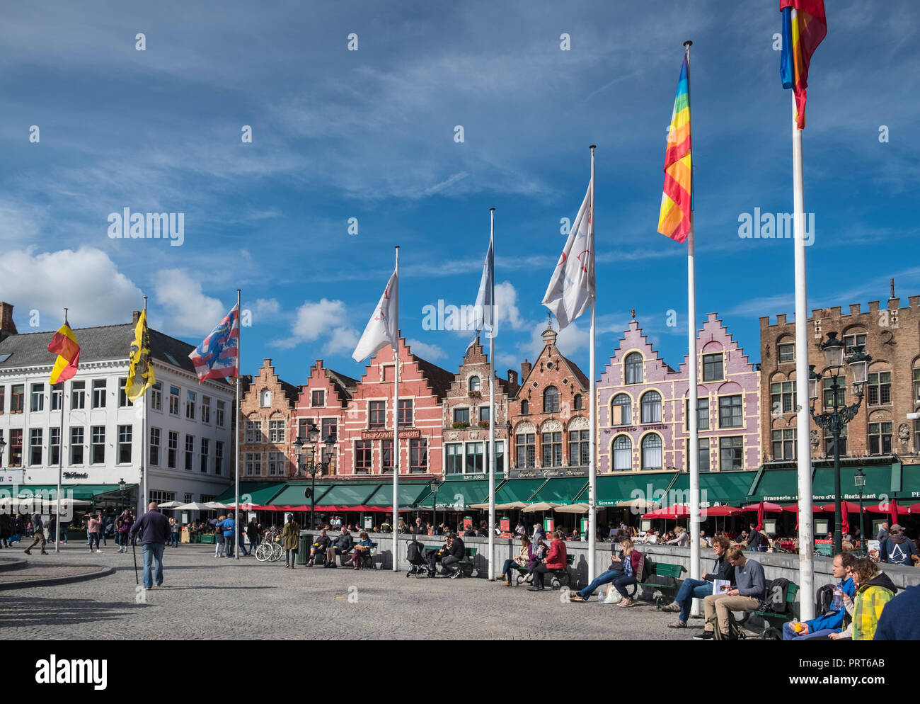 Street scene featuring traditional step gable architecture in the ...