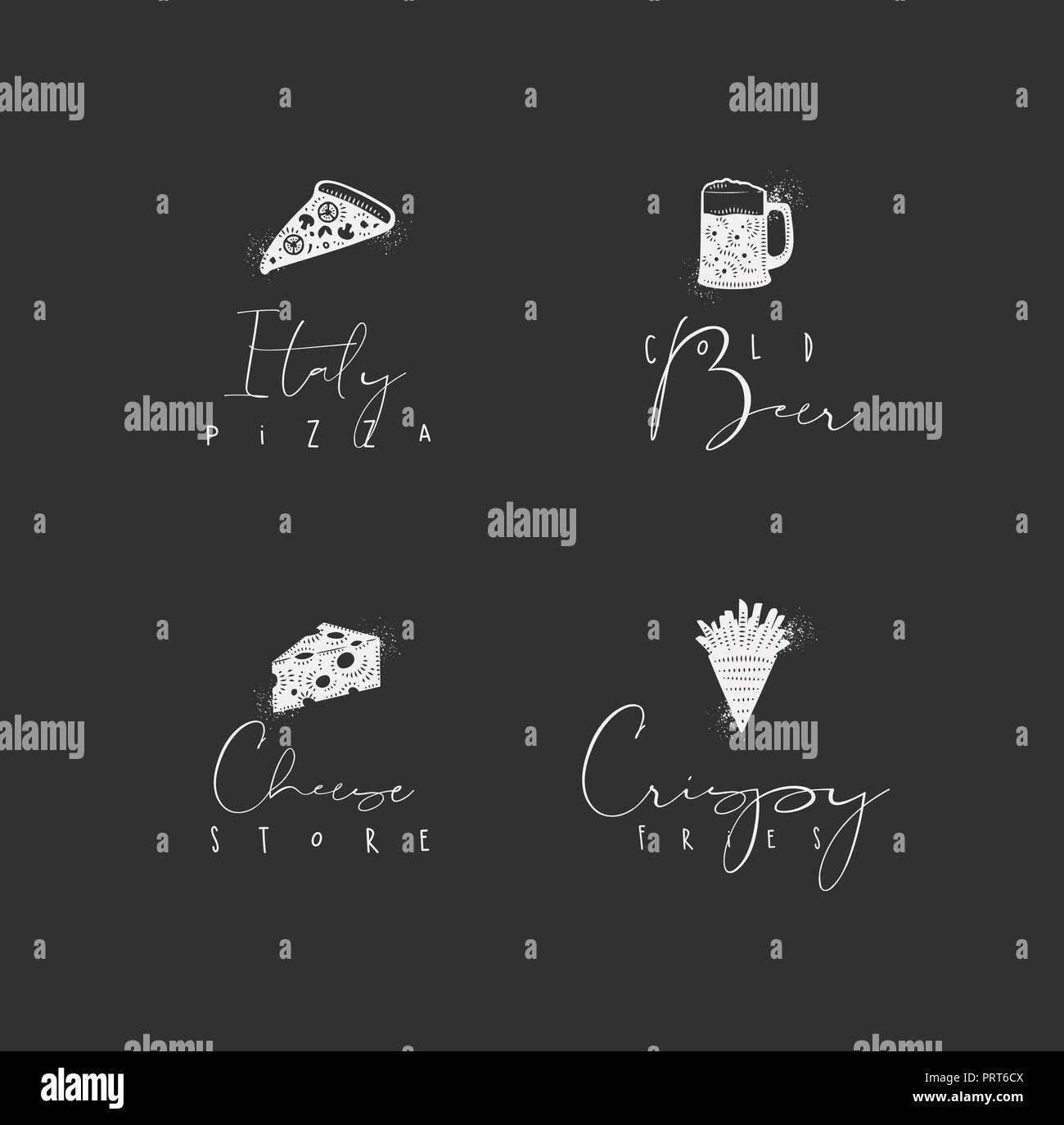 Pizza label set Black and White Stock Photos & Images - Alamy