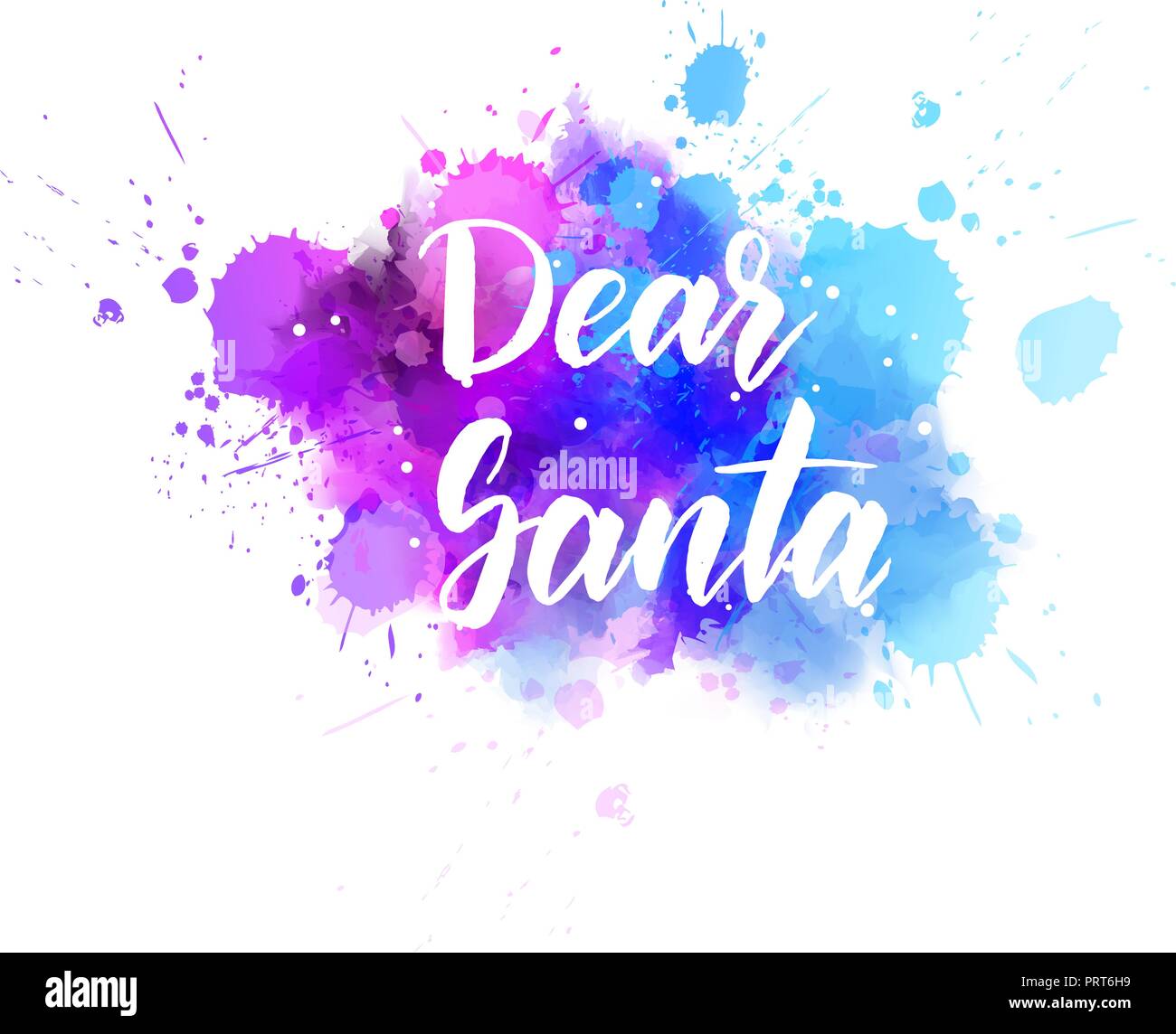 Dear Santa - handwritten modern calligraphy text on watercolor paint ...