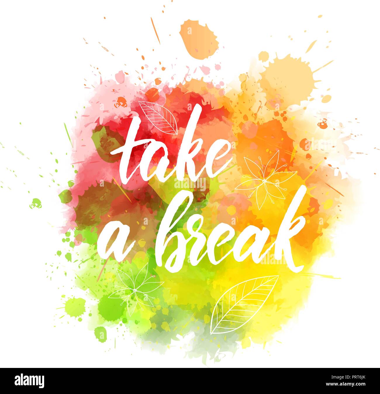 Take a break - handwritten modern calligraphy text on watercolor paint ...