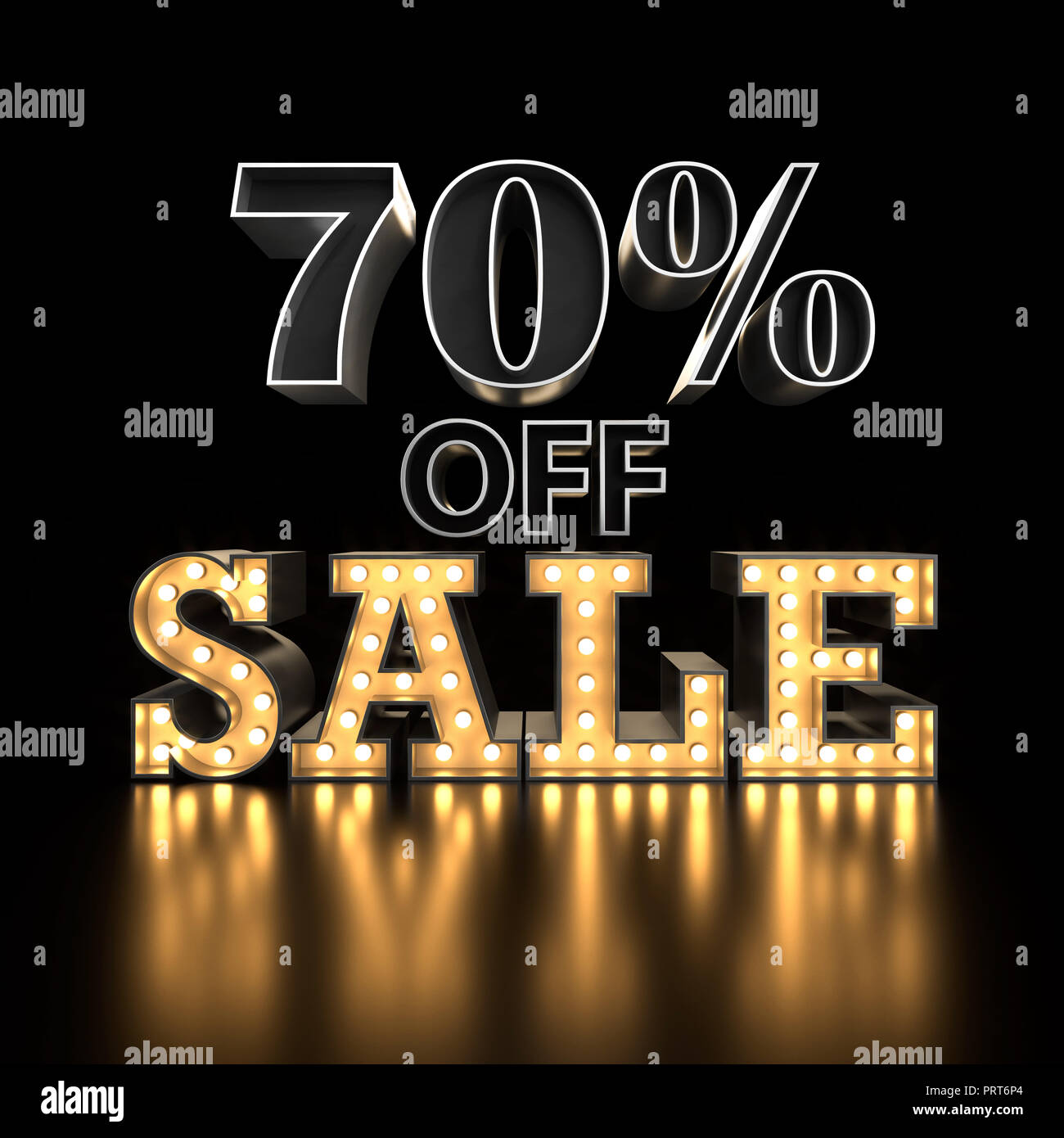 70% off SALE text background. 3d typography. Sale concept. 3d render ...