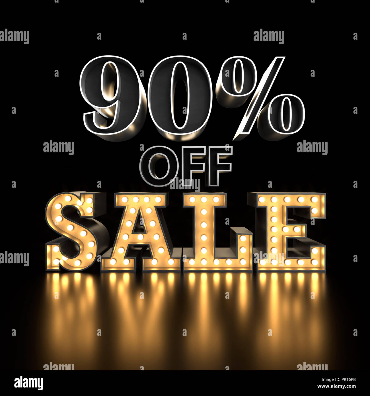 90% off SALE text background. 3d typography. Sale concept. 3d render ...