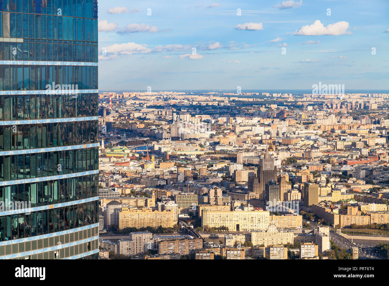 MOSCOW, RUSSIA - SEPTEMBER 30, 2018: aerial view of center of Moscow ...