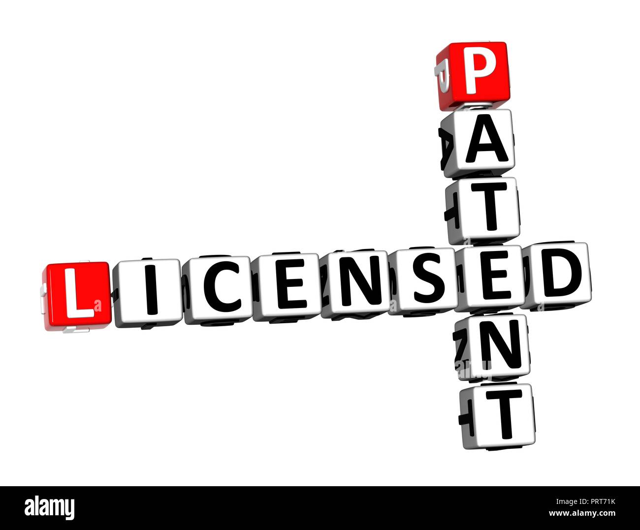 3D Rendering Crossword Licensed Patent Word Over White Background Stock ...