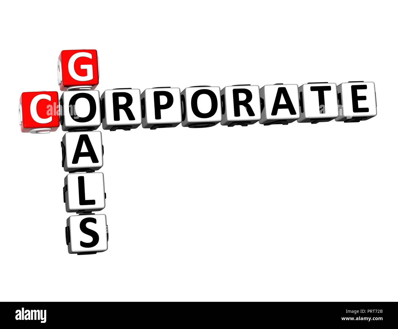 3D Rendering Crossword Goals Corporate Word Over White Background Stock ...