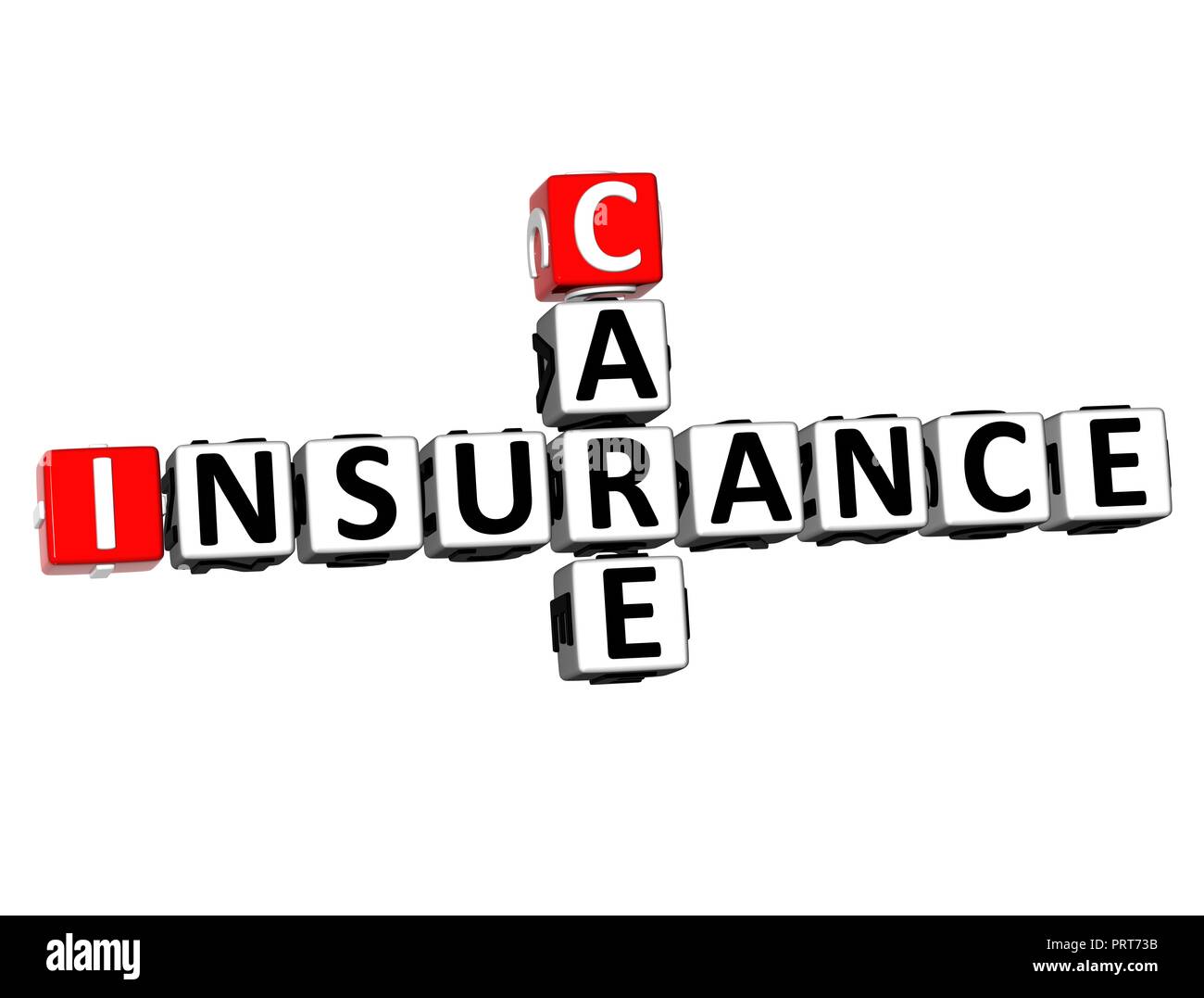 3D Rendering Crossword Care Insurance Word Over White Background Stock ...