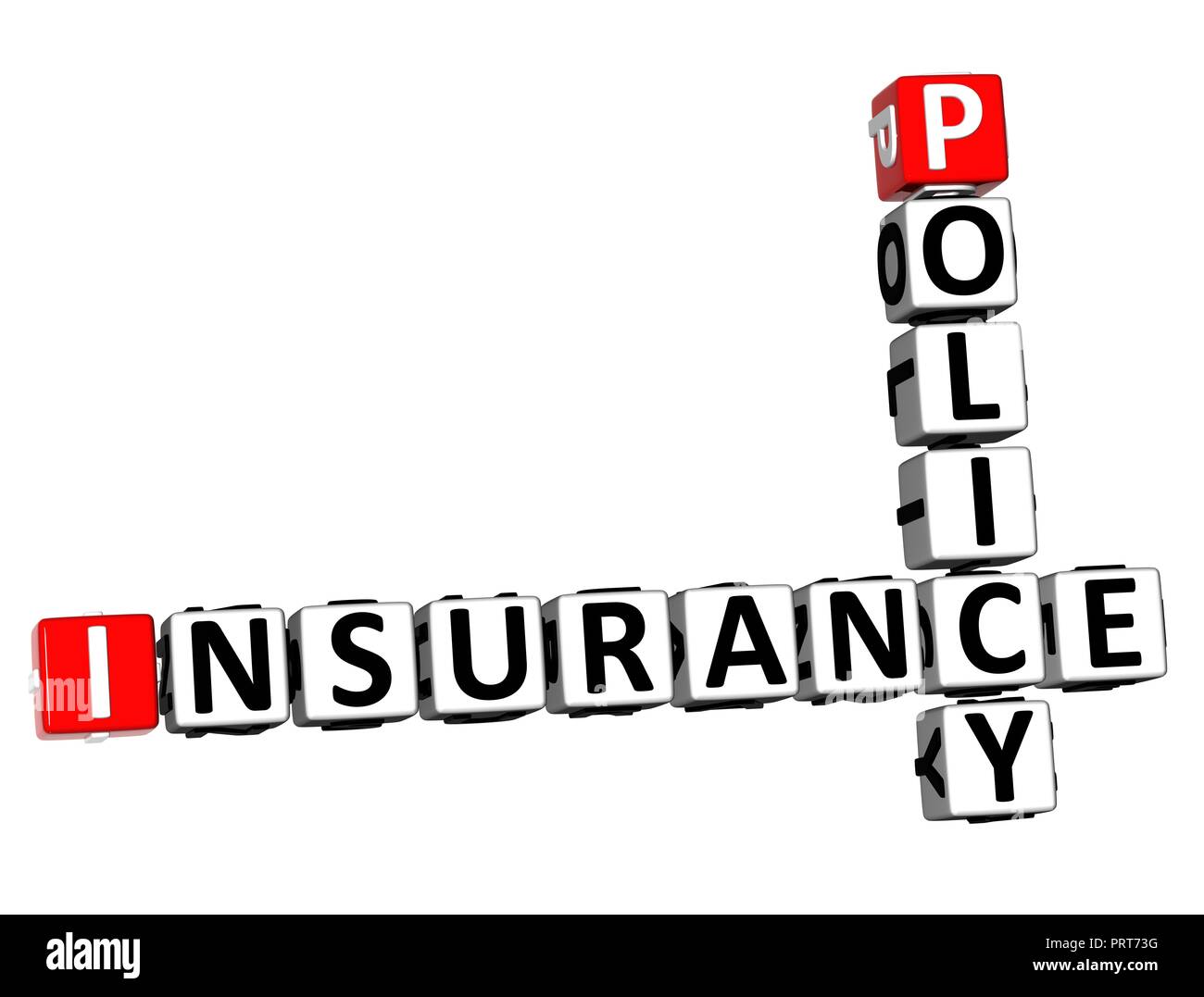3D Rendering Crossword Policy Insurance Word Over White Background ...