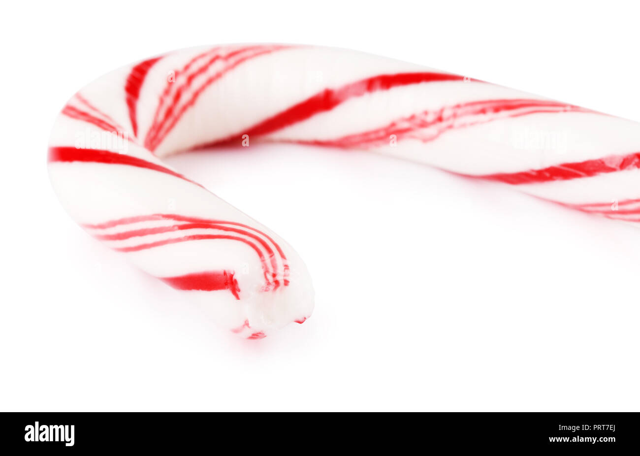 striped mint hard candy cane, isolated on white background Stock Photo ...